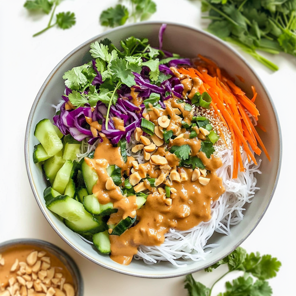 Spring Roll Bowl with Peanut Sauce